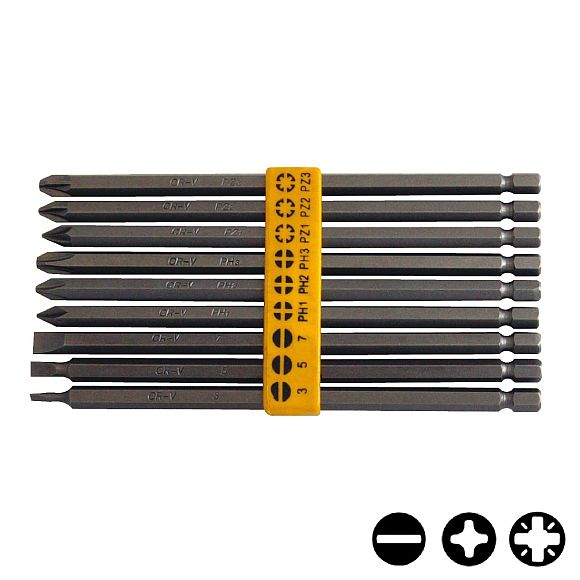 Silverline Extra lange Bits Set 9 St. 125-SB08 - LATU Maschinen-Welt